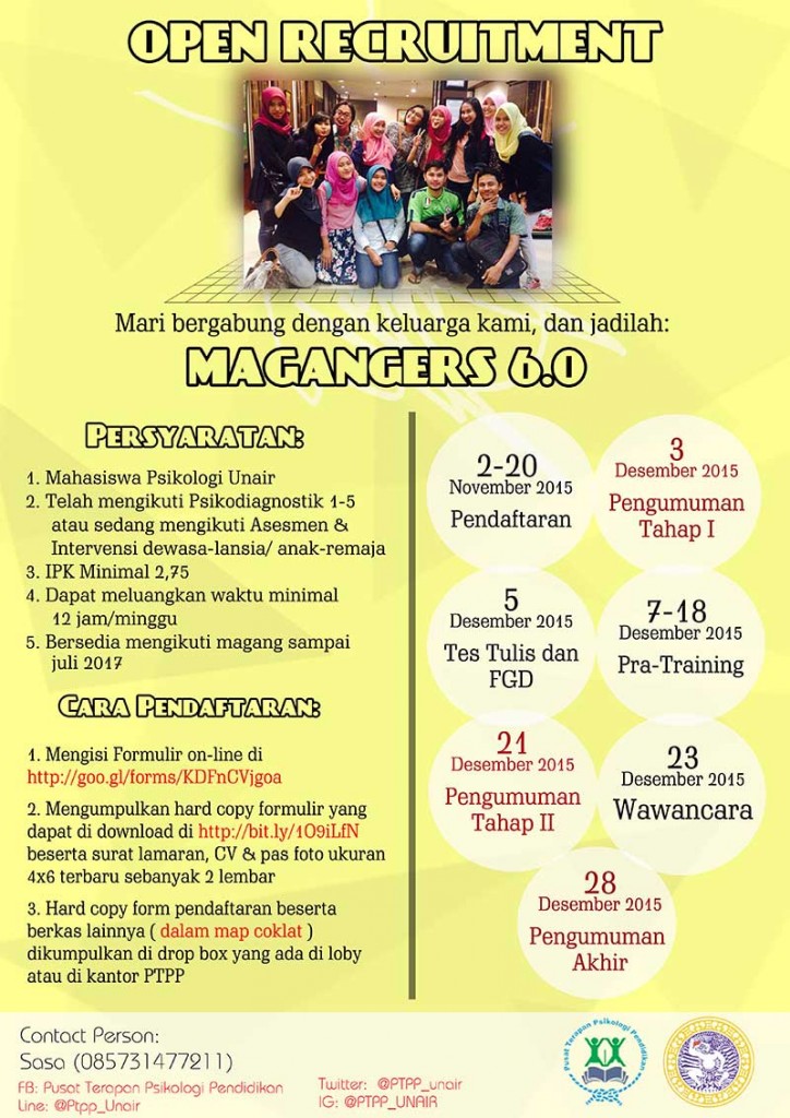 Open Recruitment Magang PTPP – Fakultas Psikologi Universitas Airlangga