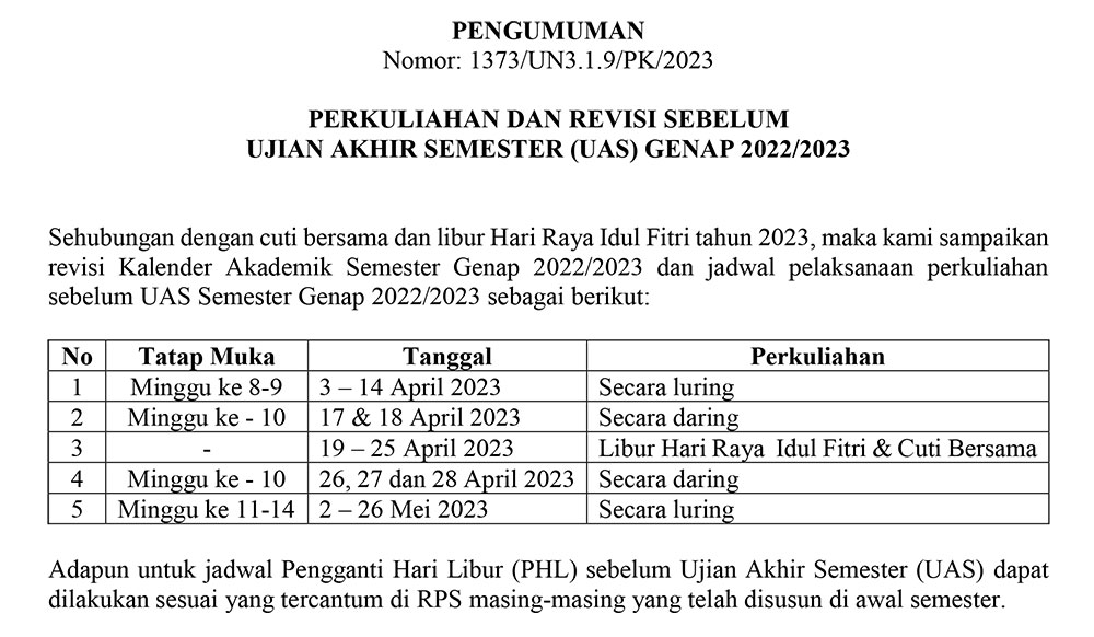 Kalender Akademik - Fakultas Psikologi Universitas Airlangga